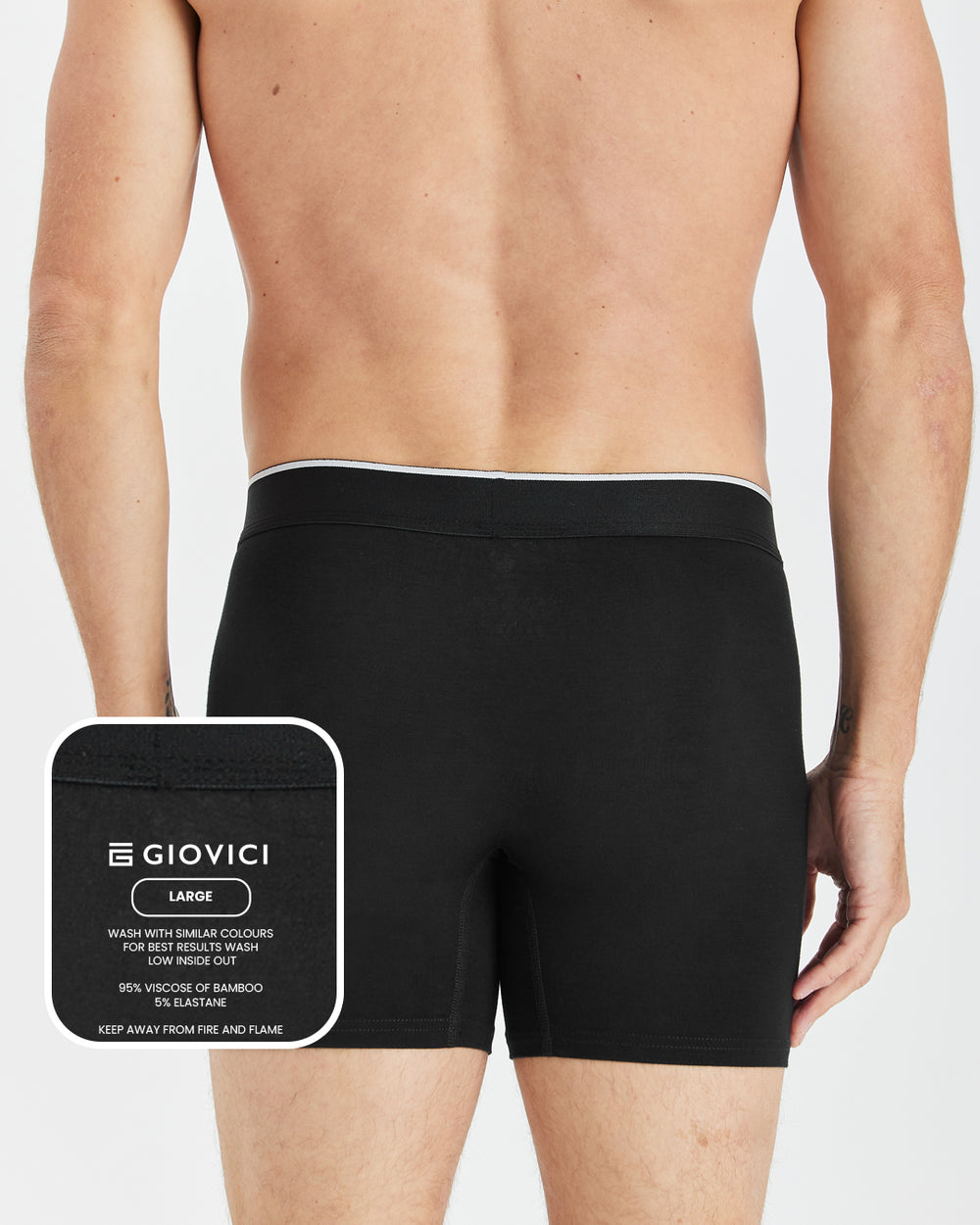 Bamboo Boxers With Fly - Black - 3 Pack