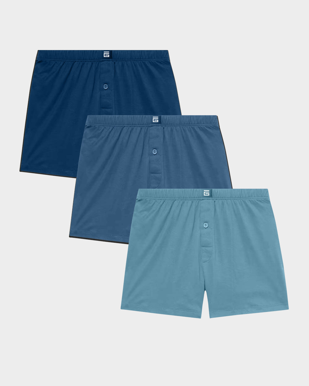 Soft Cotton Loose Fit Boxers - Mixed Blue - 3 Pack